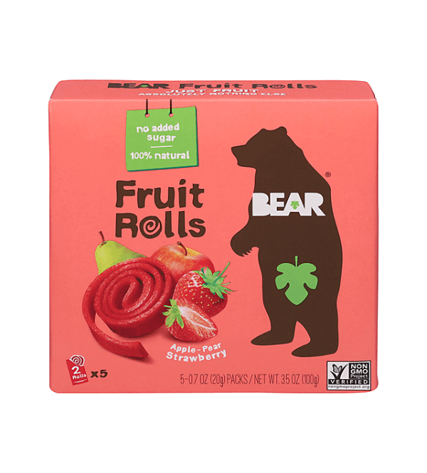 BEAR APPLE-PEAR STRAWBERRY FRUIT ROLLS – New Earth