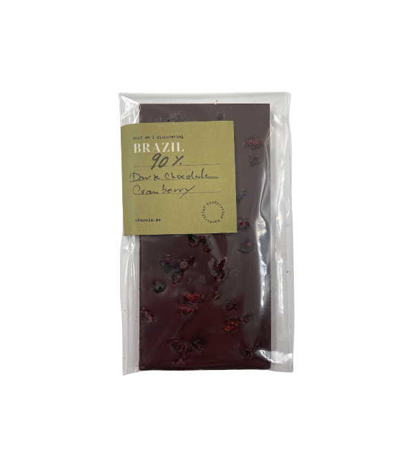 CHOCOLA 90% BRAZIL BAR WITH CRANBERRY – New Earth