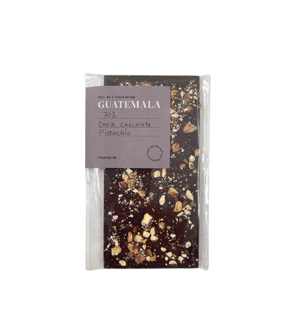 CHOCOLA 70% GUATEMALA BAR WITH PISTACHIO – New Earth
