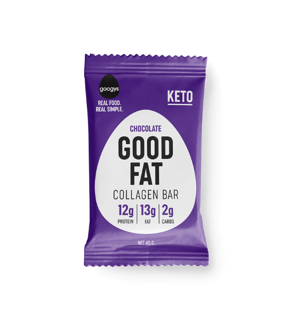 GOOGYS CHOCOLATE GOOD FAT PROTEIN BAR – New Earth